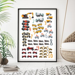 Cars Numbers Downloadable Prints Montessori Educational Posters for ...