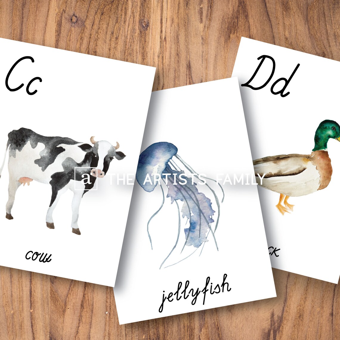 ALPHABET Cards Watercolor Montessori Flash Educational - Etsy