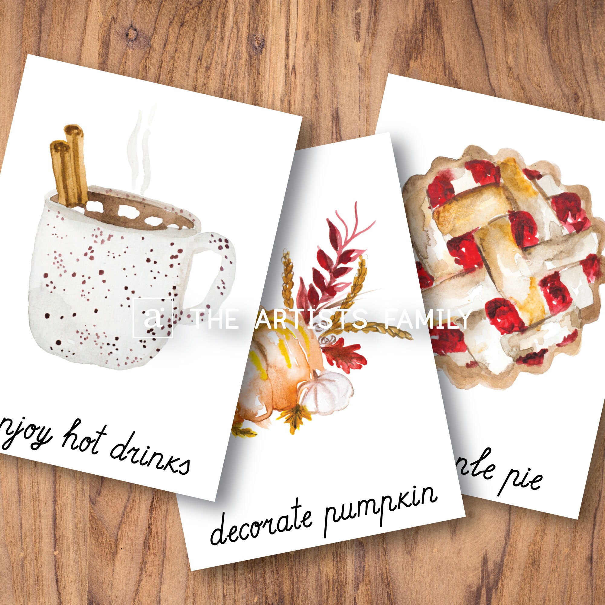 AUTUMN Cards Watercolor Montessori Nomenclature Flash 3 Parts - Etsy