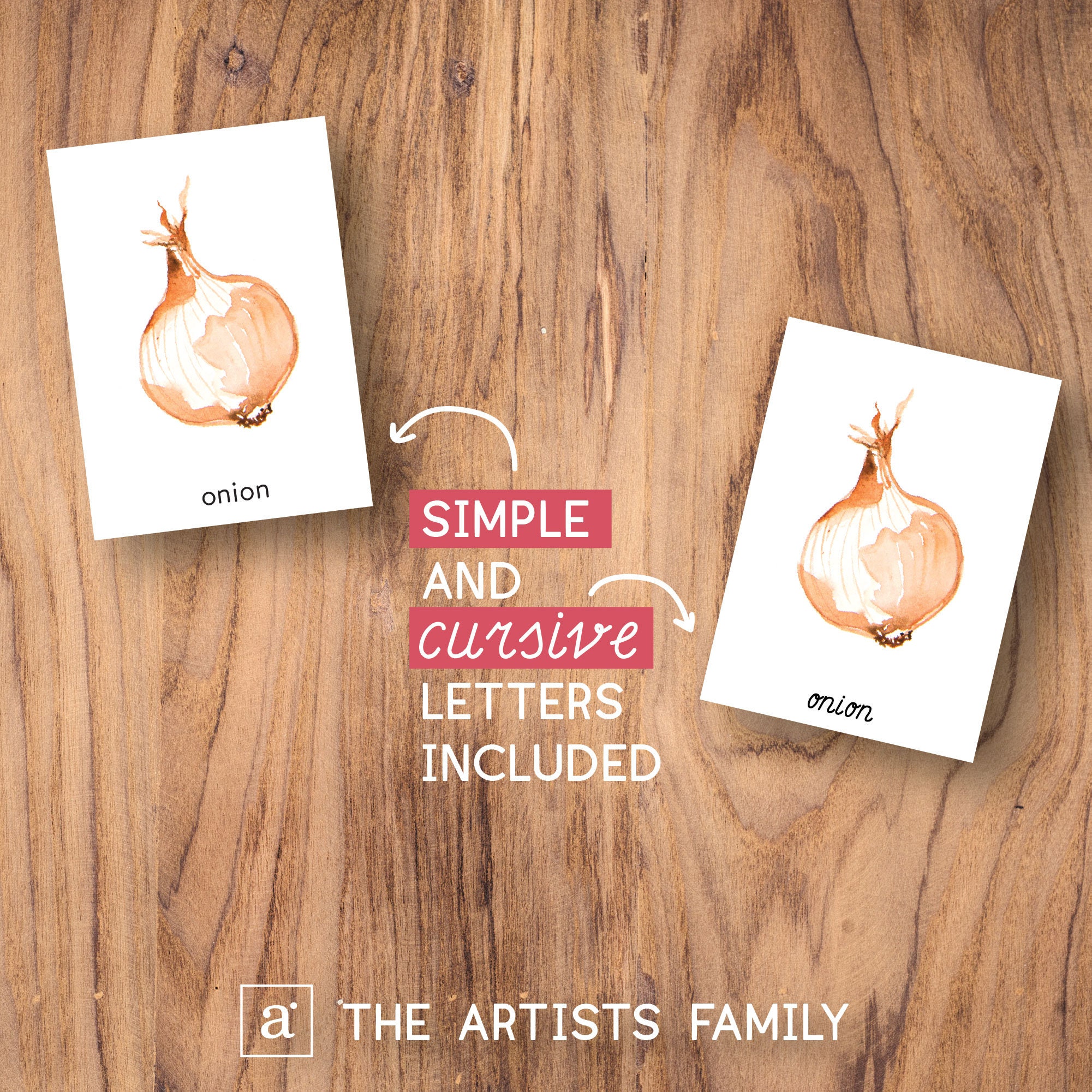 VEGETABLES Cards Watercolor Montessori Nomenclature Flash 3 | Etsy