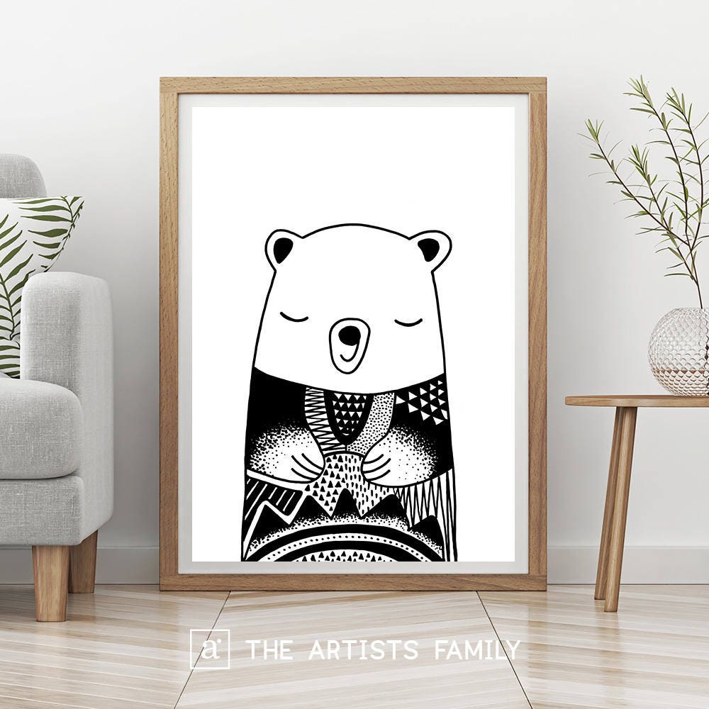 Bear Print Downloadable Prints Printable Wall Art Poster - Etsy
