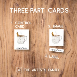 AUTUMN Cards Watercolor Montessori Nomenclature Flash 3 Parts - Etsy