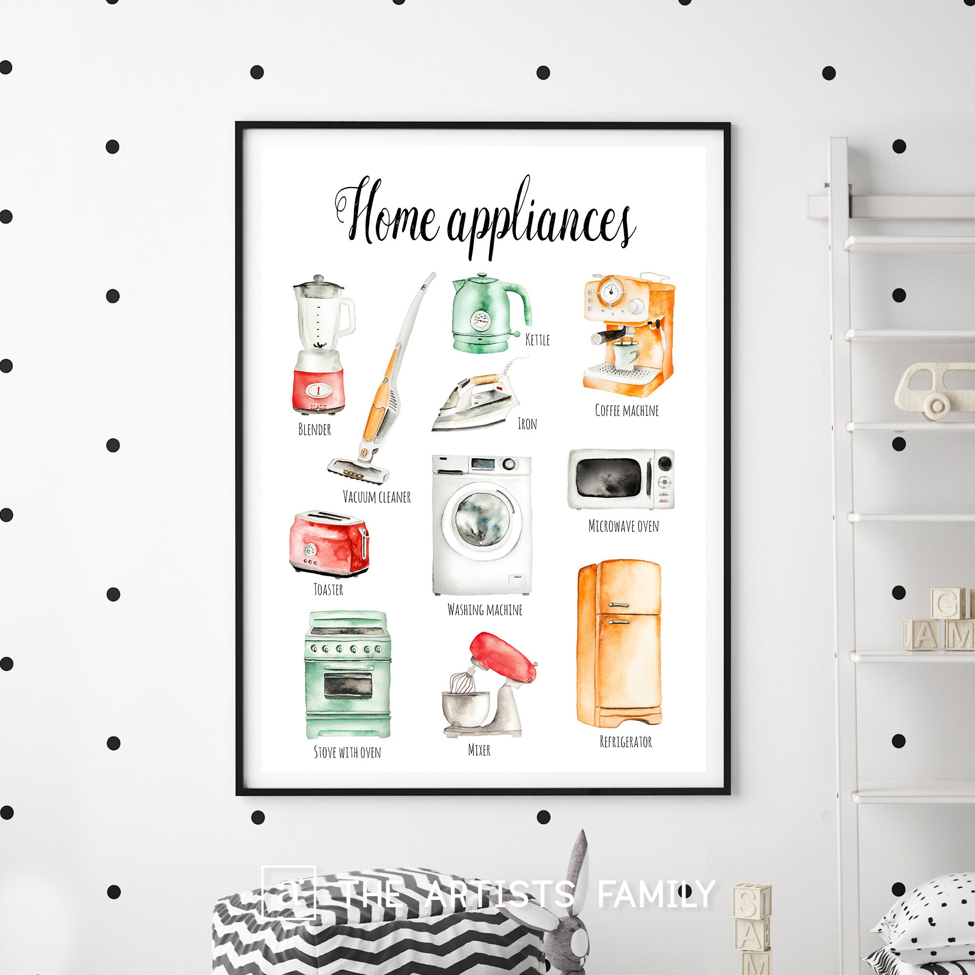 HOME APPLIANCES Downloadable Prints Watercolor Montessori | Etsy