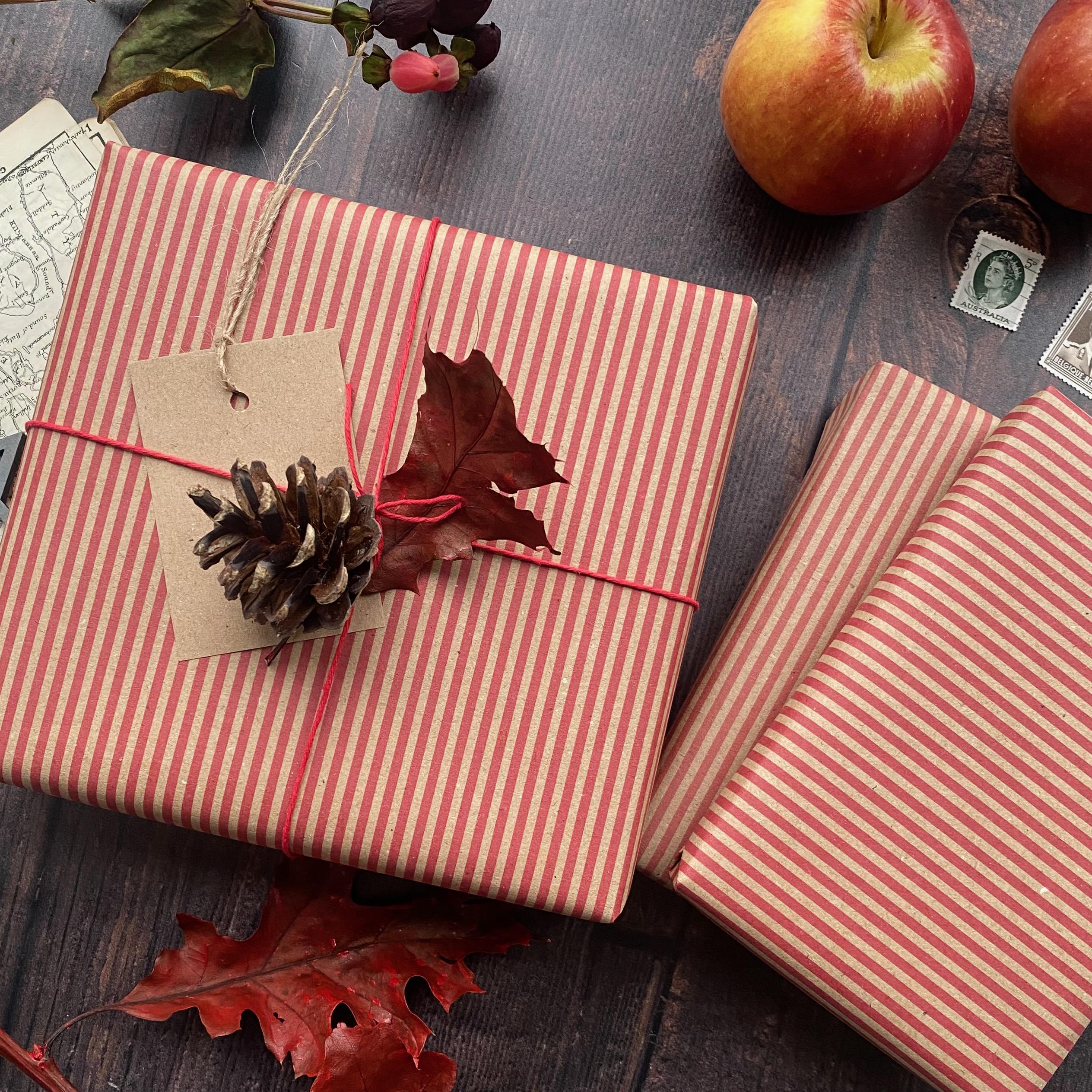 Red Stripe Paper Fibre Christmas 450 X 320mm Size Wrapping Paper Sheet ...