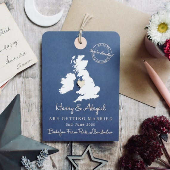 Large Luggage Tag Wedding Invitation - Etsy UK