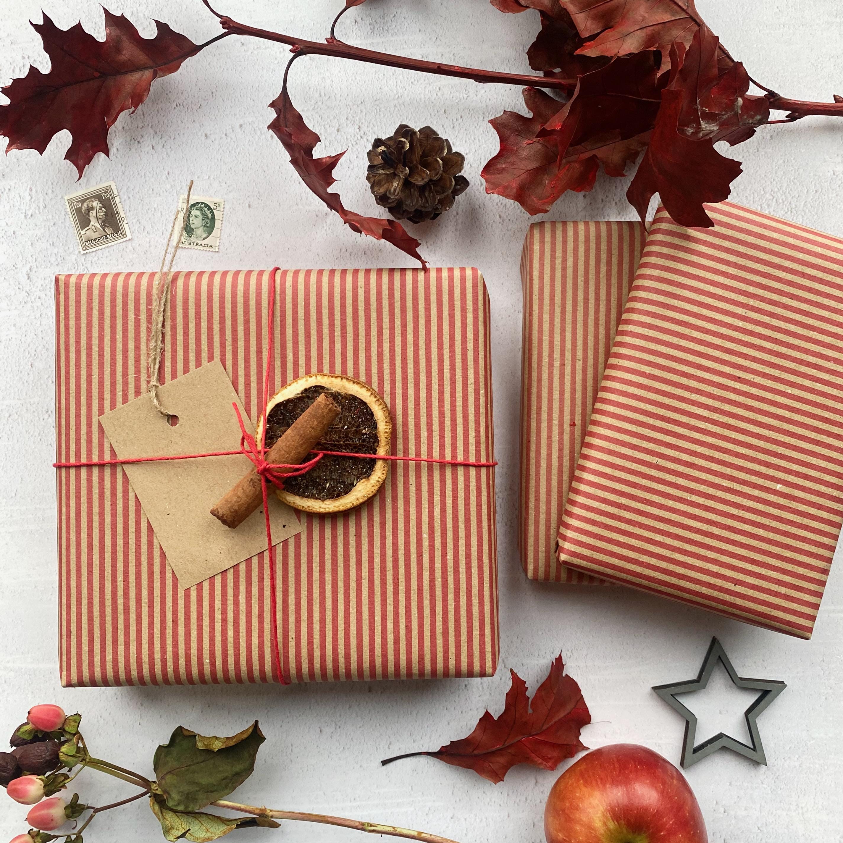 Red Stripe Paper Fibre Christmas 450 X 320mm Size Wrapping Paper Sheet ...