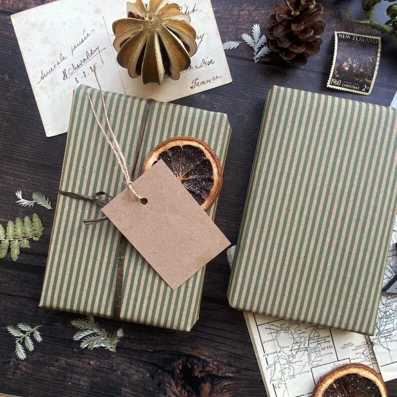 Green Stripe Paper Fibre 450 X 320mm Size Wrapping Paper Sheet - Etsy UK