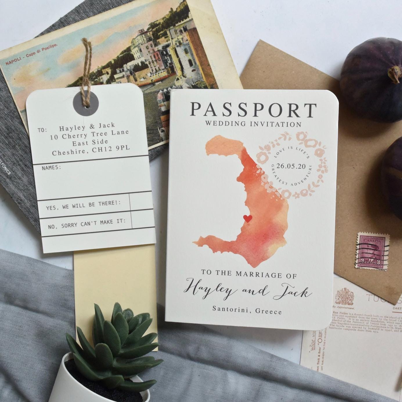 Passport Wedding Invitation: Custom Map, RSVP Luggage Tag - Etsy