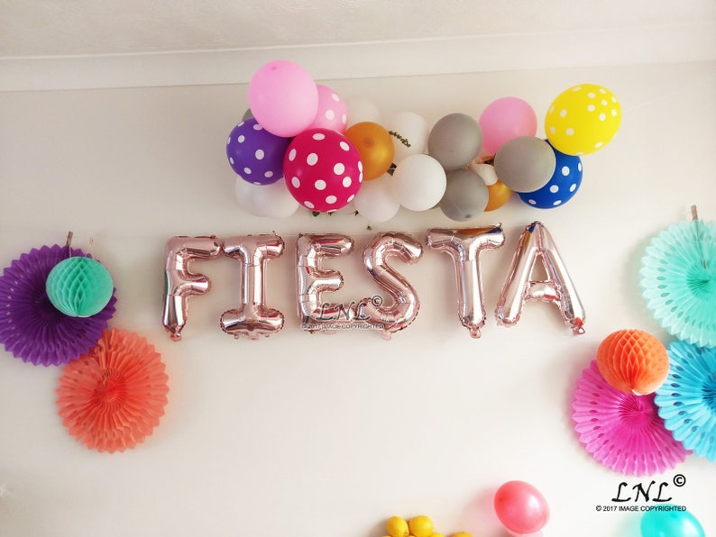 Fiesta Rose Gold Balloons Personalized Ballloons Garland - Etsy