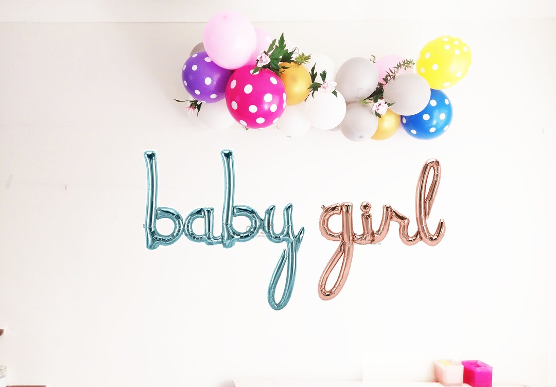 Baby Girl Script Light Blue Balloons, Baby Shower, Baby, Boy, It's a ...