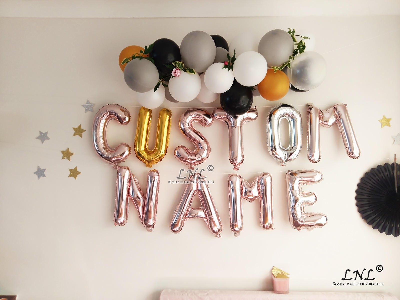 Custom Name Rose Gold Balloons, Personalized Ballloons, Garland ...