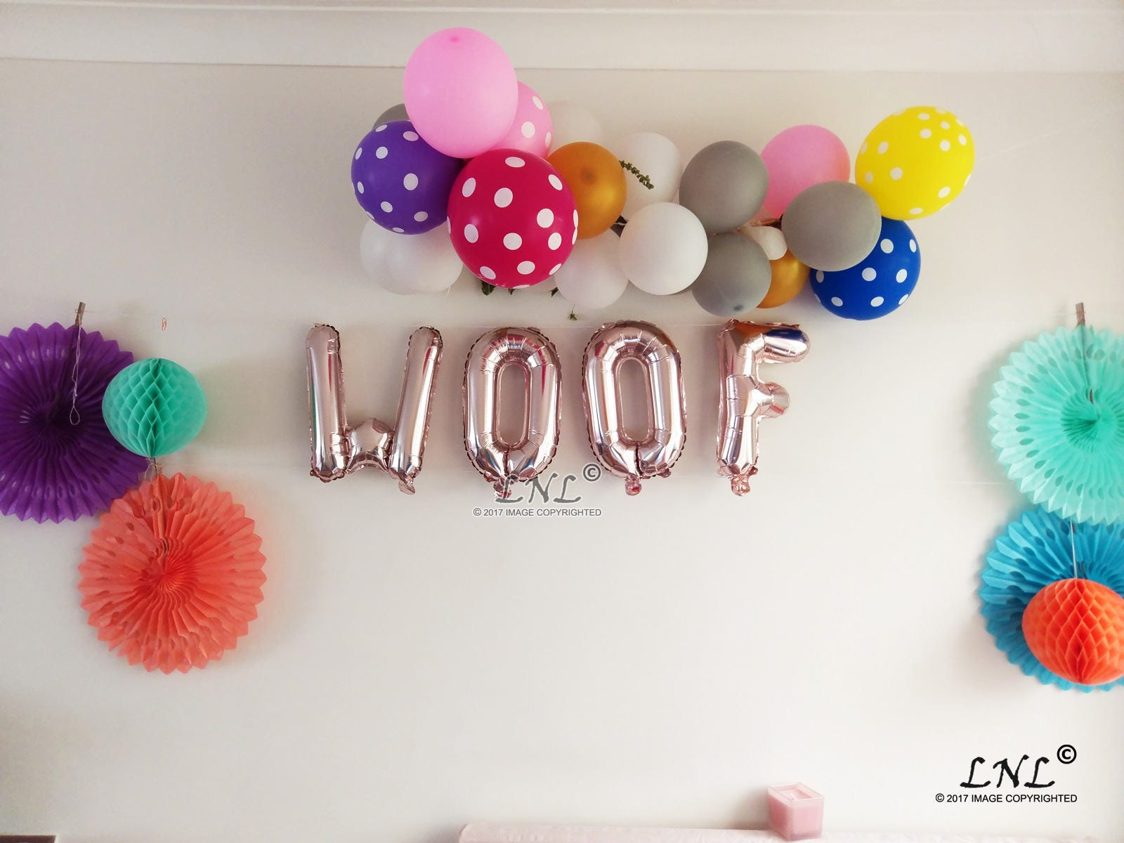 WOOF Balloons Gold Silver Pink Blue Rose Gold Birthday Decor | Etsy