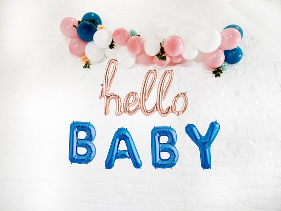 Hello Script Rose Gold Balloons Hello Baby Baby Shower Welcome Home Gender Reveal Pink Letters Letter Balloons Oh Baby BABY Etsy UK