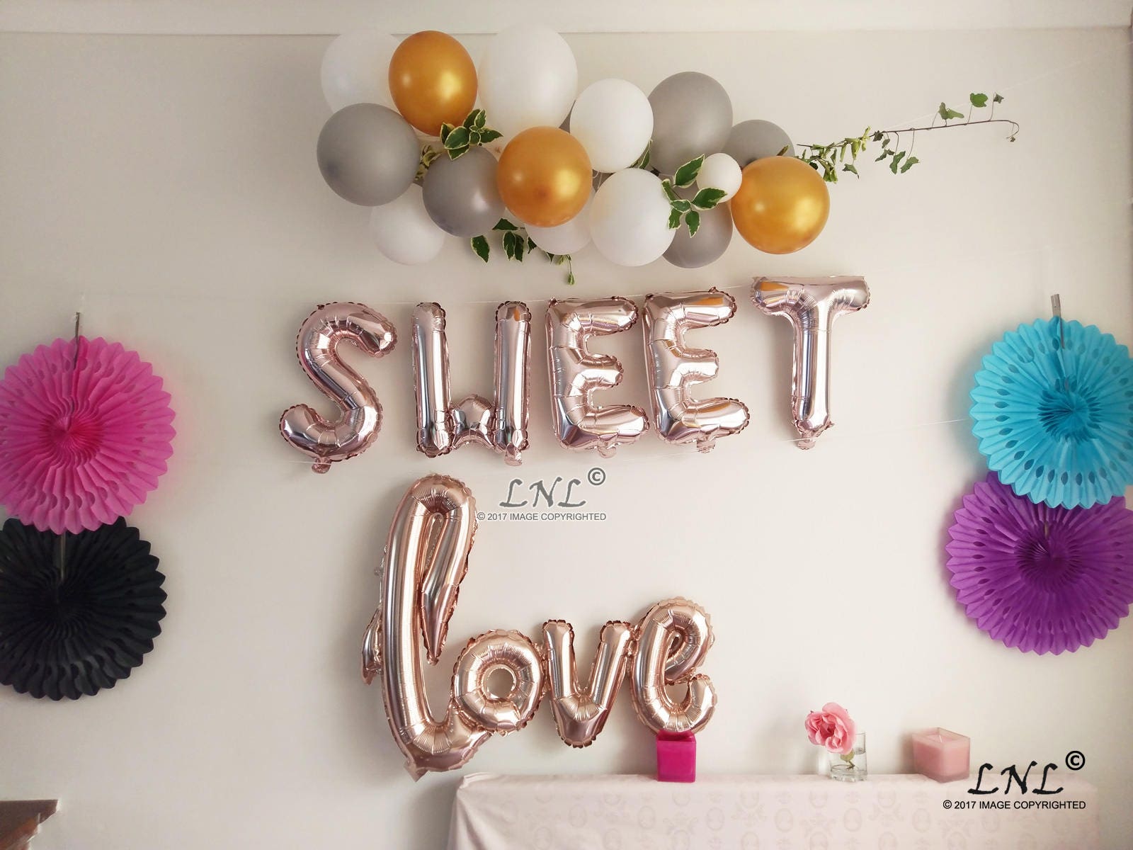 Sweet Love Rose Gold Balloons Silver Gold Wedding Balloons | Etsy