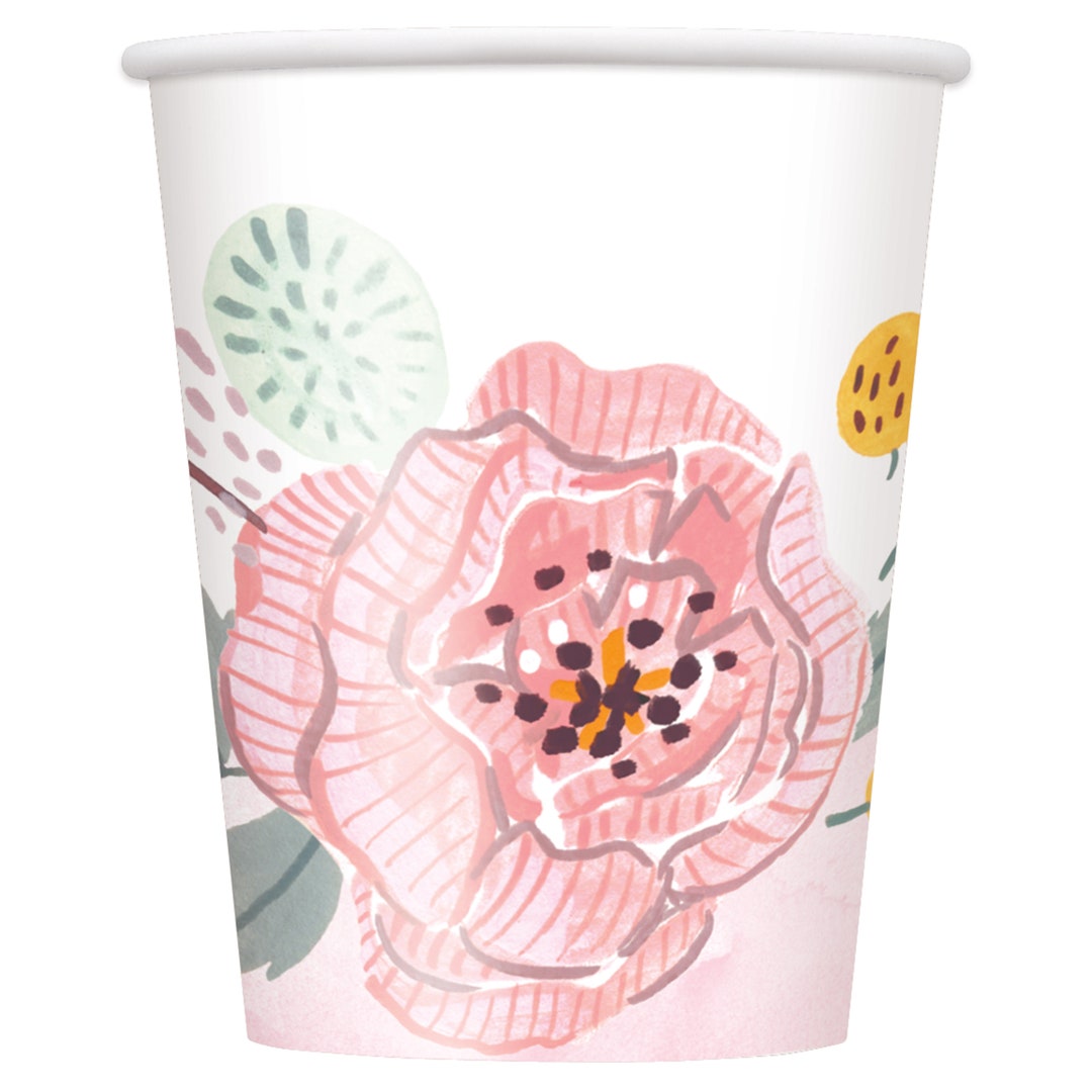 Flower Cups, Paper Cups, Anniversary, Wedding Tableware, Party Supplies ...