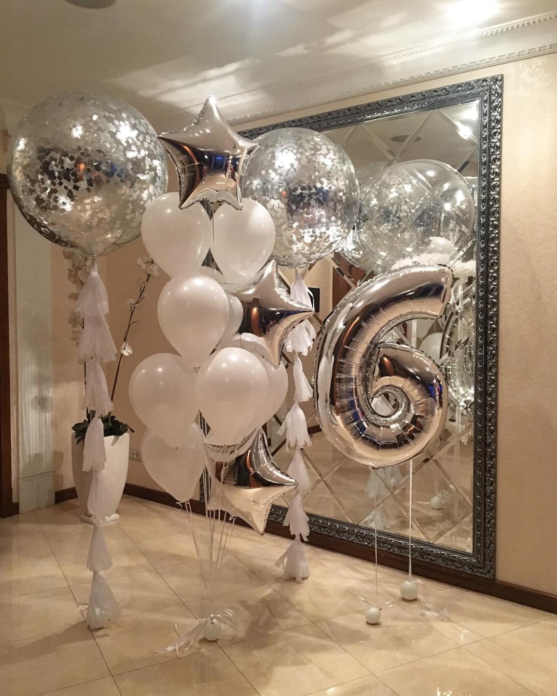 Silver Confetti Balloon Bouquet Party Balloons Baby - Etsy