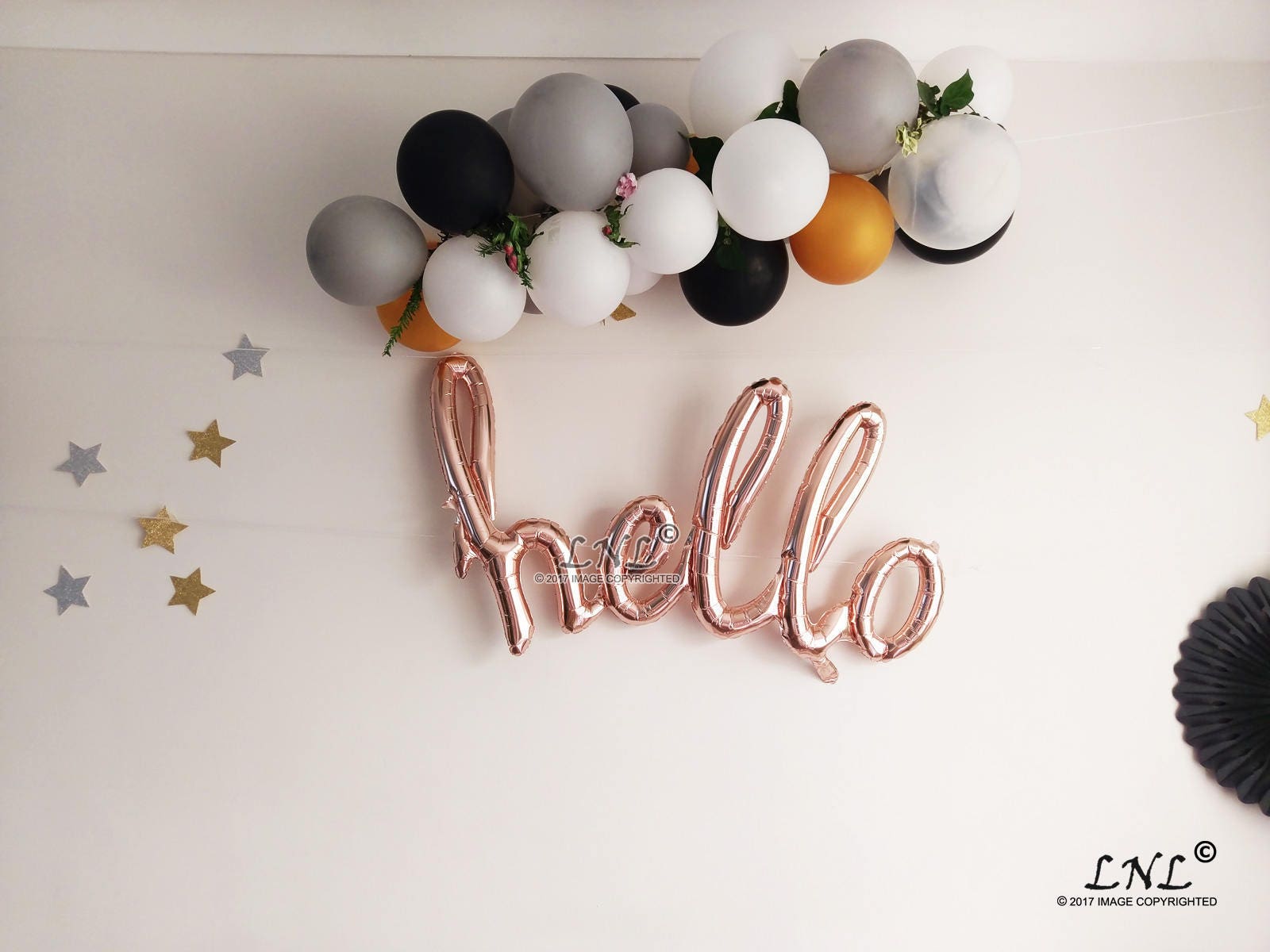 Hello script rose gold balloons Hello 30 birthday dirty 30 | Etsy