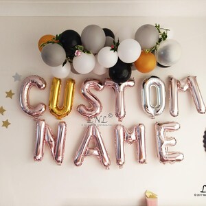 Custom Name Rose Gold Balloons, Personalized Ballloons, Garland ...