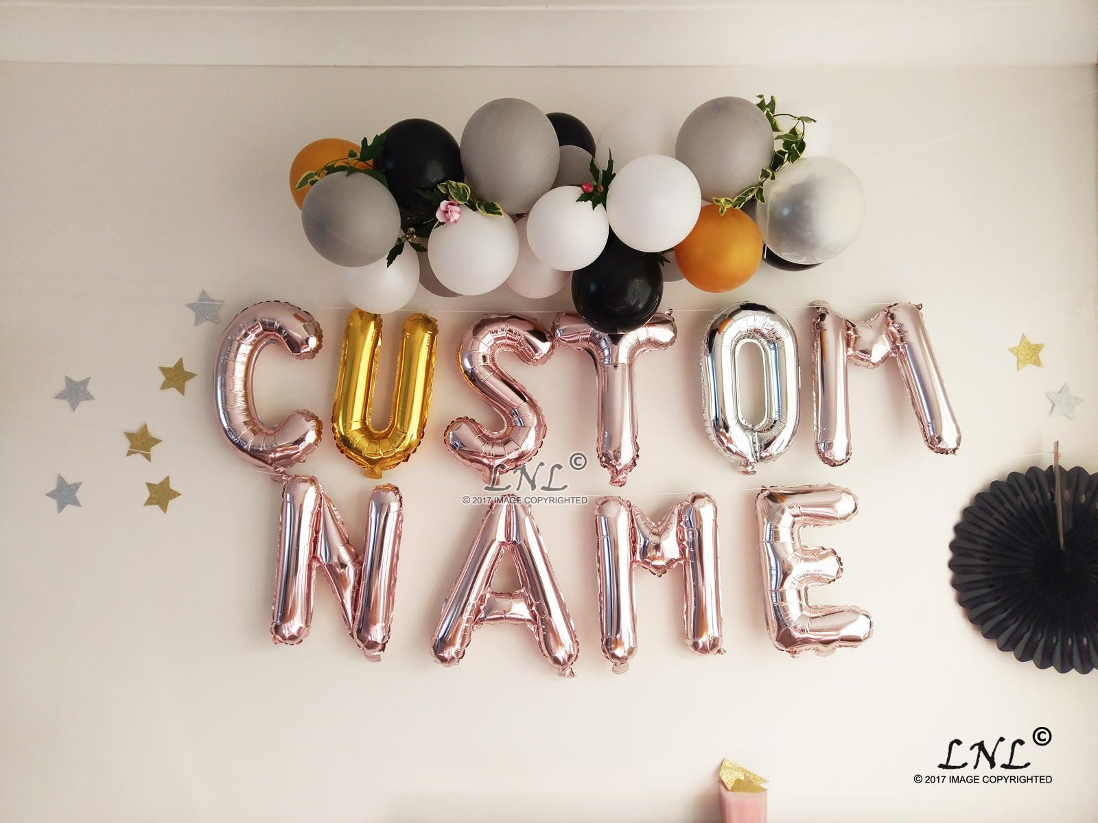 Custom Name Rose Gold Balloons, Personalized Ballloons, Garland ...