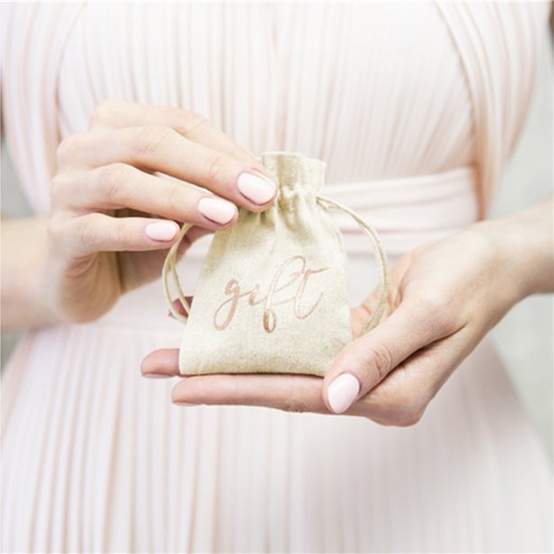 Rose Gold Bag Gift Pouch Cotton Wedding Thank You bags | Etsy
