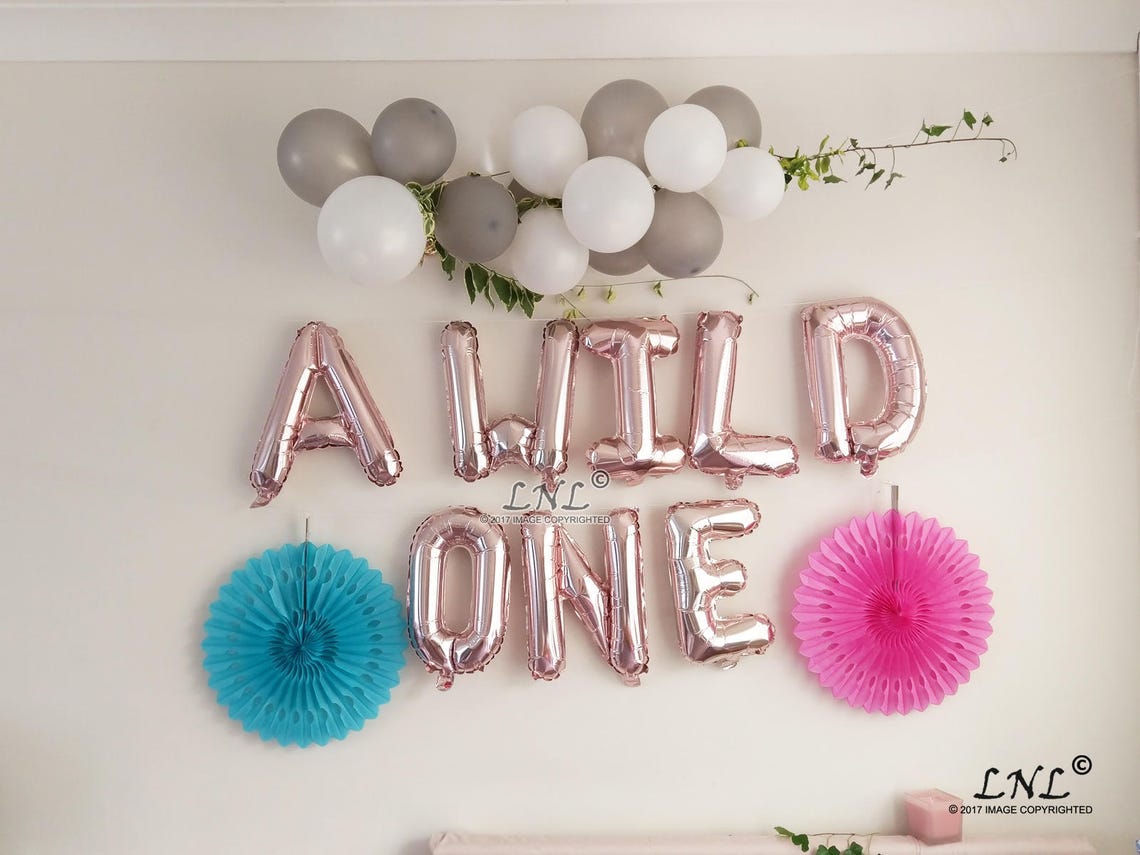 A Wild One Rose Gold Balloons, Letter Ballloons, Garland Balloons ...