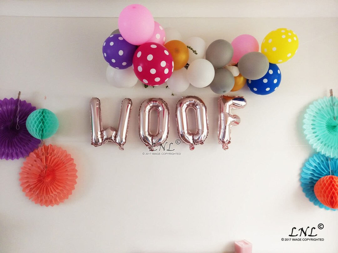 WOOF Balloons Gold Silver Pink Blue Rose Gold Birthday Decor Letter ...