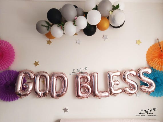 16 Balloons GOD BLESS Rose Gold Silver Balloons Party | Etsy