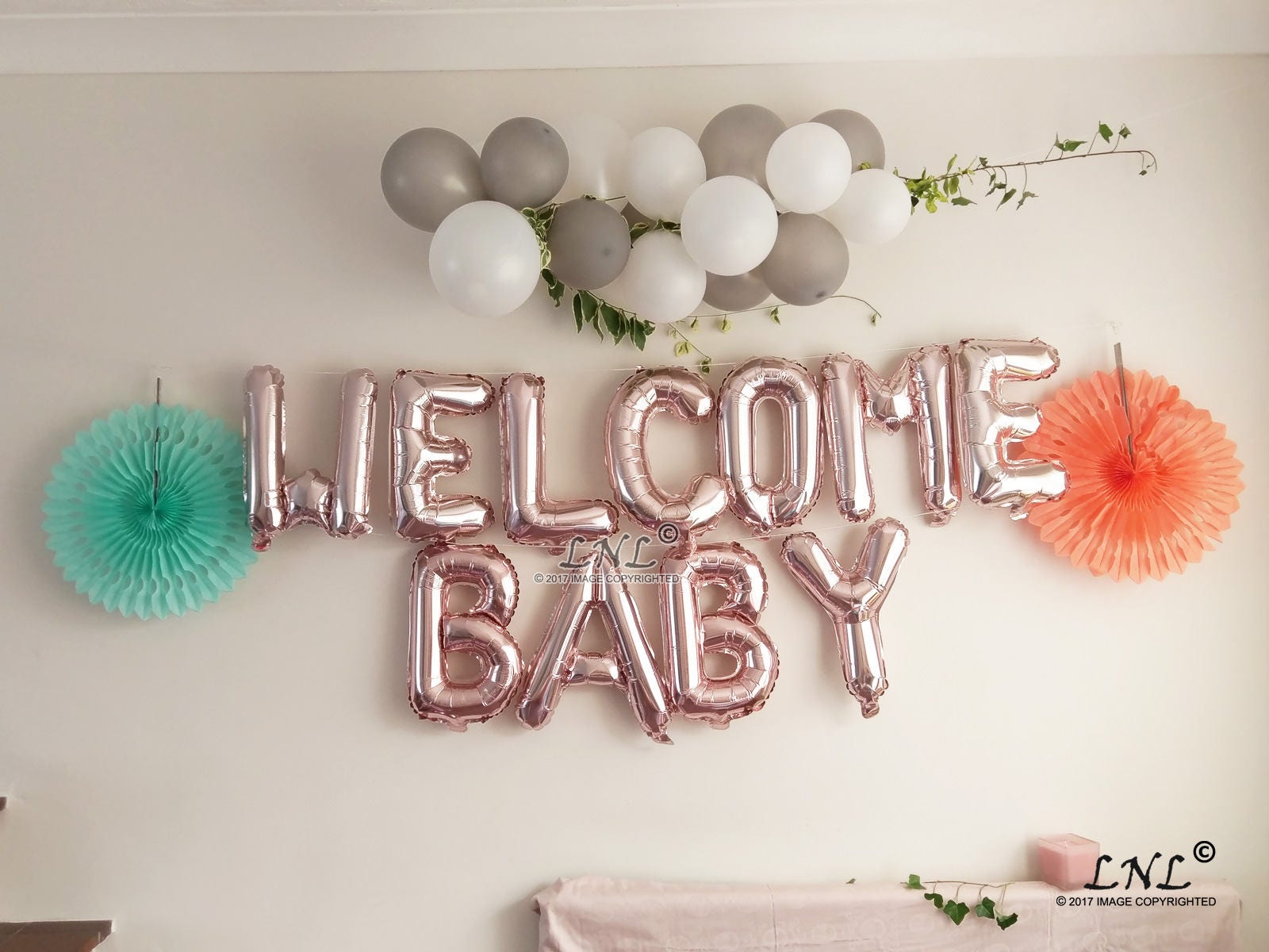 Welcome Baby Rose Gold Balloons Letter Ballloons Garland | Etsy