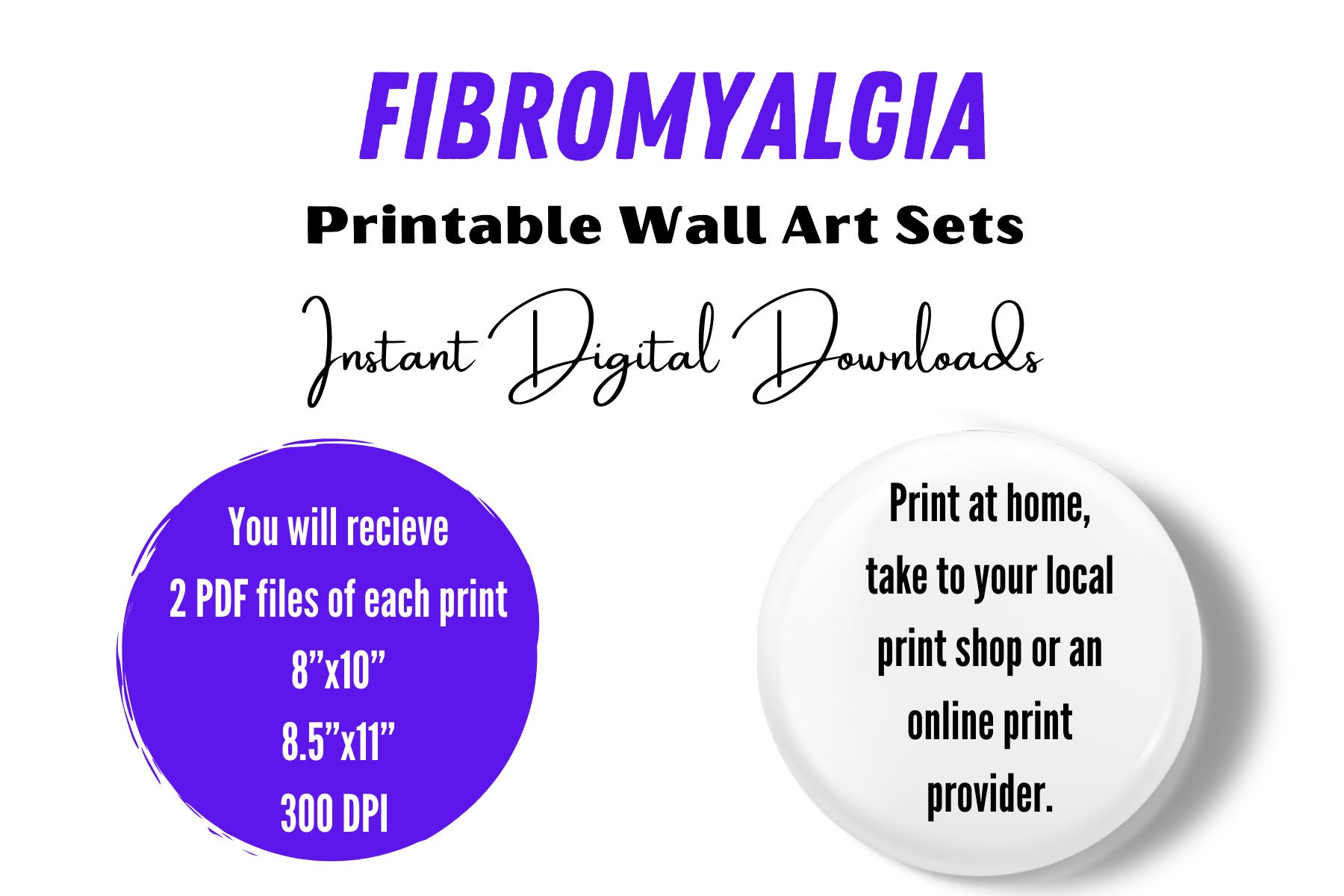 Fibromyalgia Printable Wall Art Set Black and White Fibromyalgia Set 1 ...