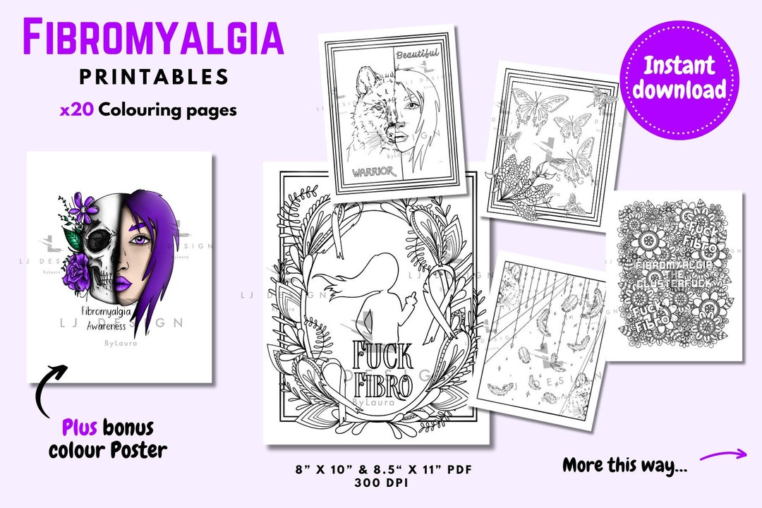 Fibromyalgia Fuck Fibro Colouring Pages X20 Plus Colour Poster Instant ...