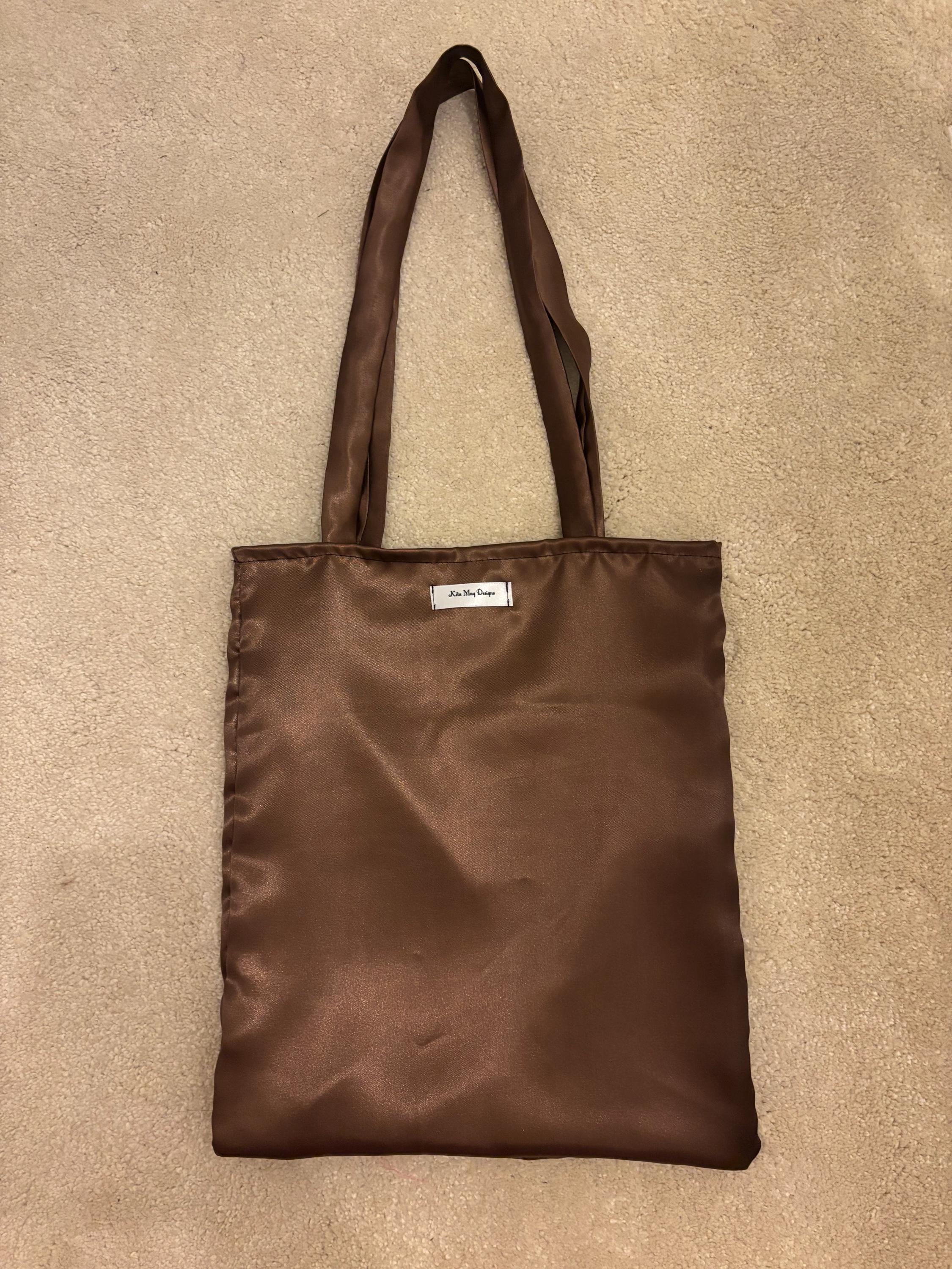 Chocolate Brown Satin Tote Bag | Gift | Mother Day | Birthday | Present ...