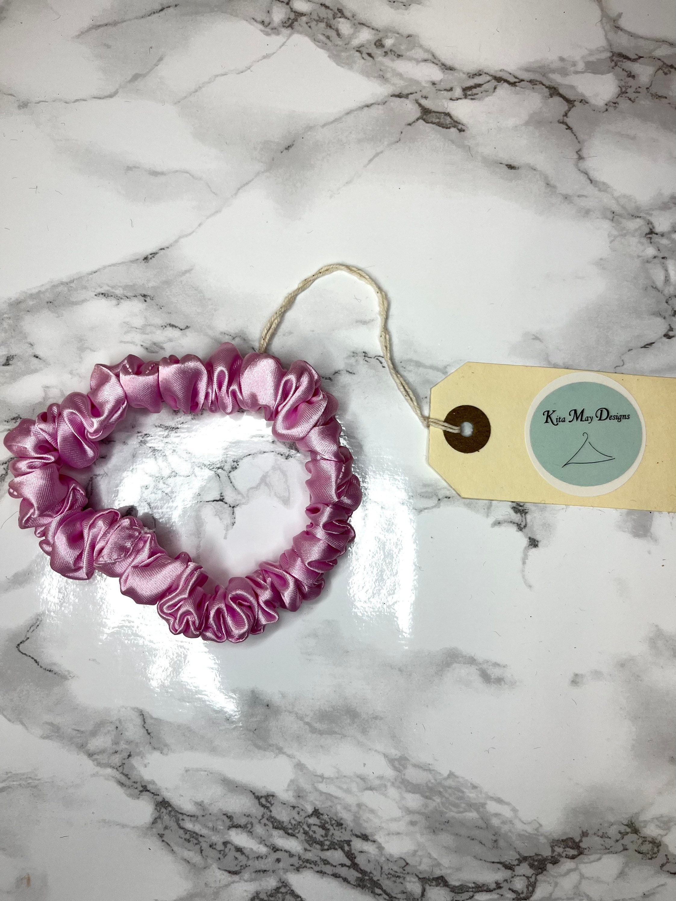 Skinny Baby Pink Satin Scrunchie - Etsy