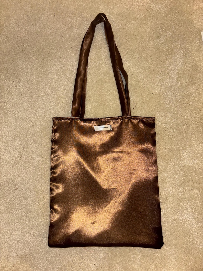 Chocolate Brown Satin Tote Bag | Gift | Mother Day | Birthday | Present ...