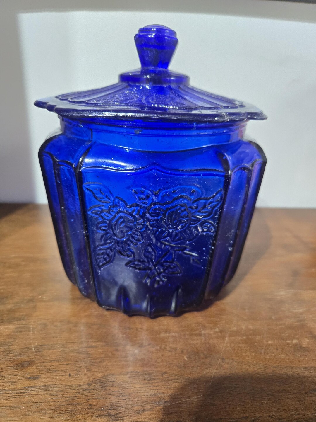 Vintage Mayfair Cobalt Blue Biscuit Cookie Cracker Jar Excellent ...