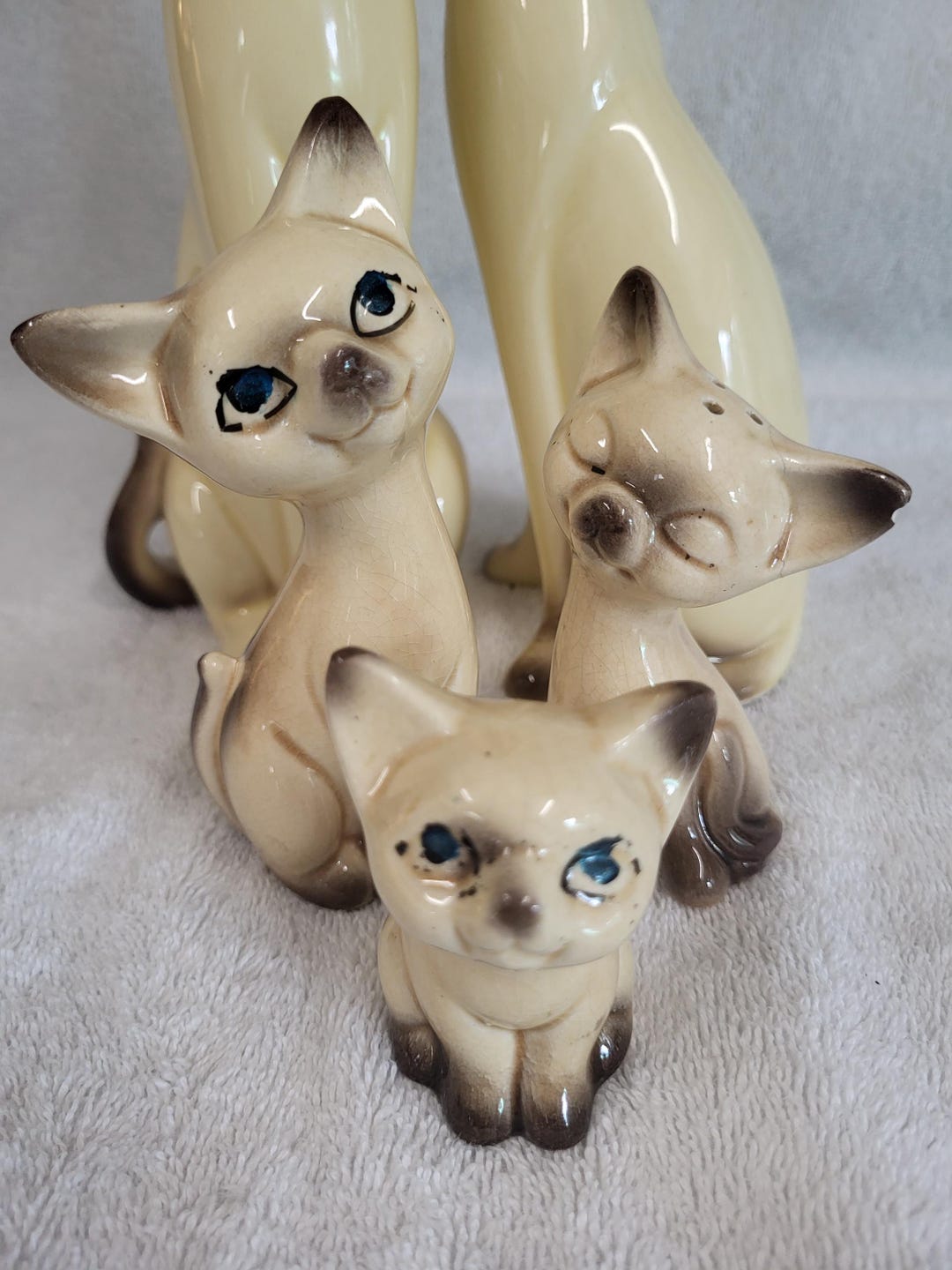 Vintage Long Neck Cat Collection Siamese Cats Salt and Pepper Shakers ...