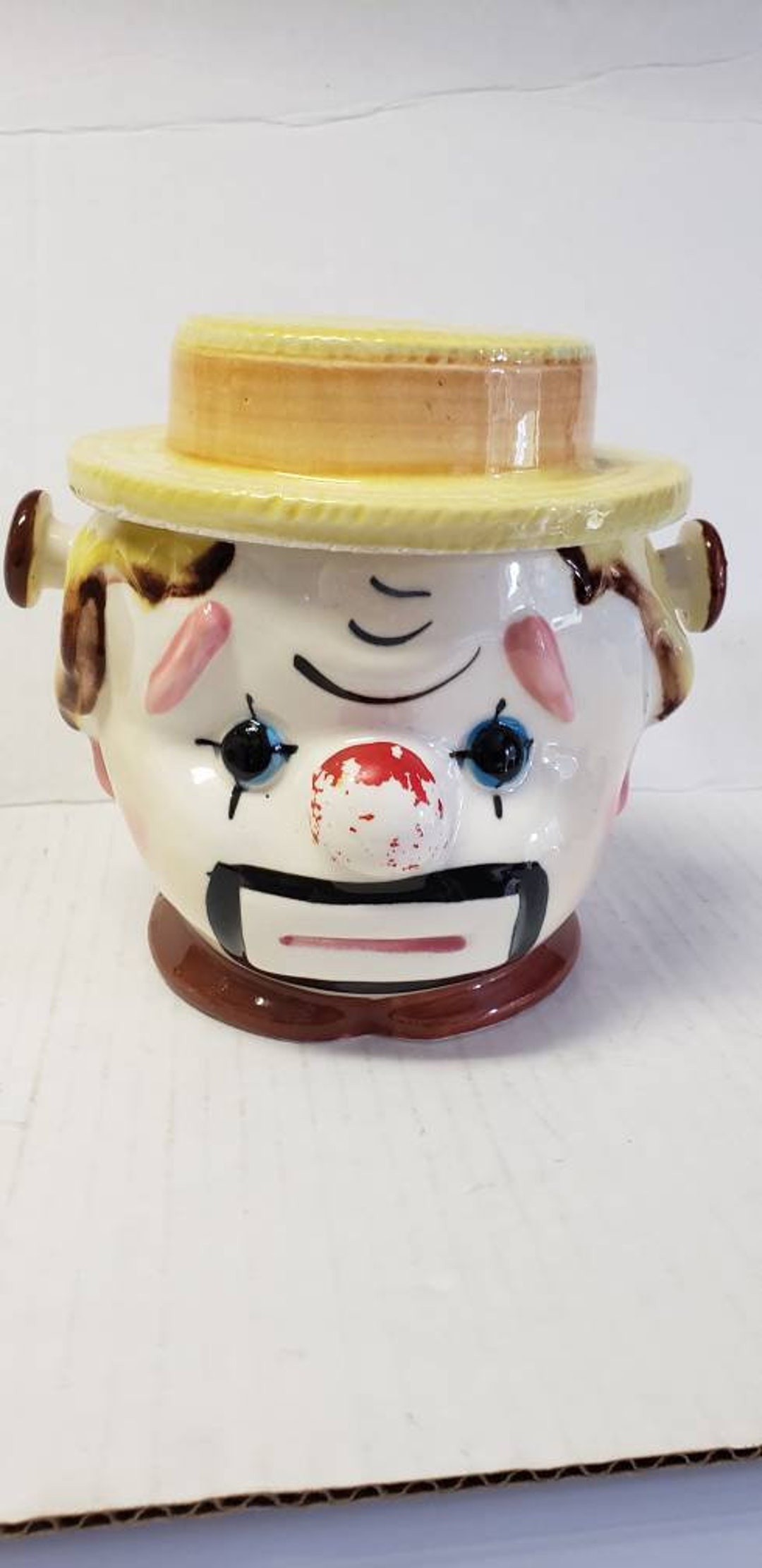 Small Vintage Clown Head Cookie/ Biscuit Canister Ceramic - Etsy