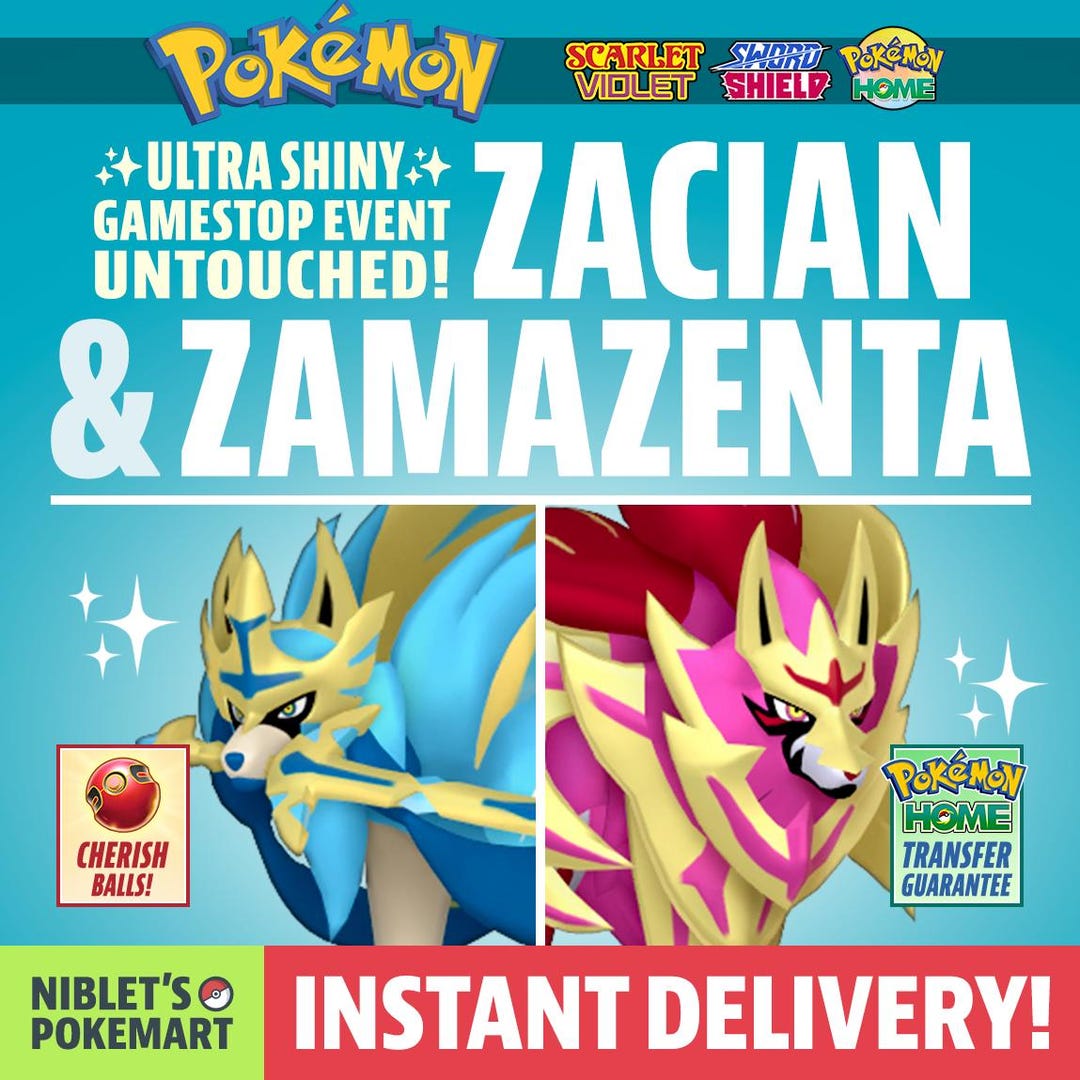 SHINY ZACIAN & ZAMAZENTA! Pokemon Gamestop Event Exclusive Untouched Shiny Legendary Pokemon for ...