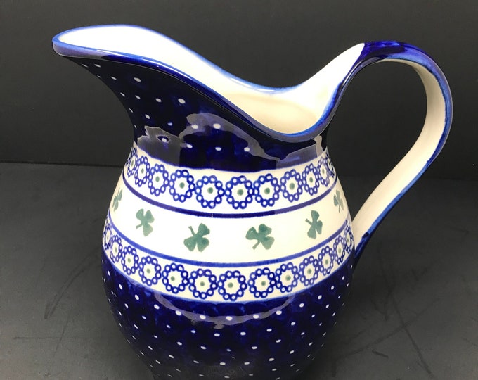 Boleslawiec Polish Pottery Pitcher |made in Poland Pottery |clover Leaf ...