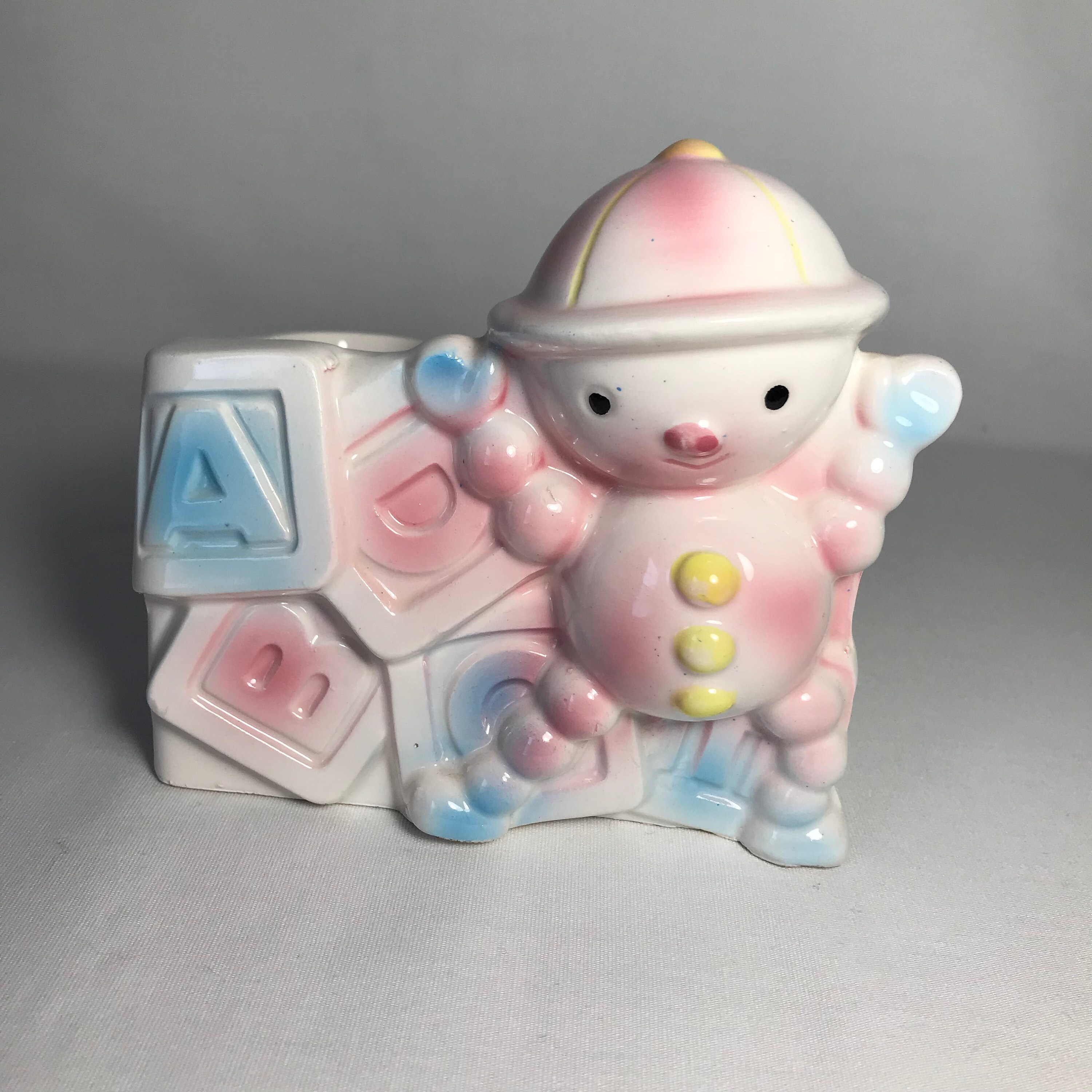 Relpo Ceramic ABC Nursery Planter pink and Blue Baby Nursery - Etsy