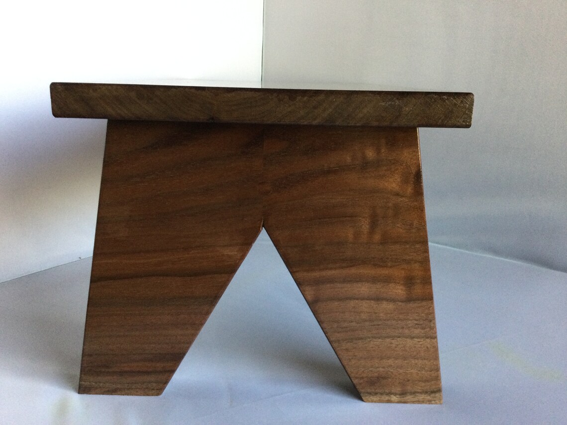 Mid-century Modern Step Stool Adult Walnut Hardwood Step Stool ...