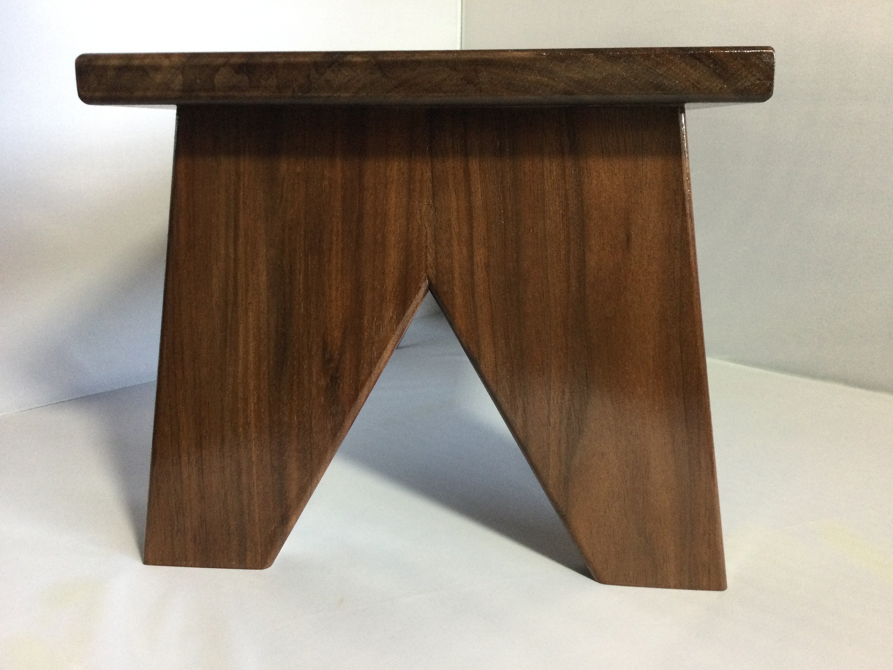 Mid-century Modern Step Stool Adult Walnut Hardwood Step Stool ...
