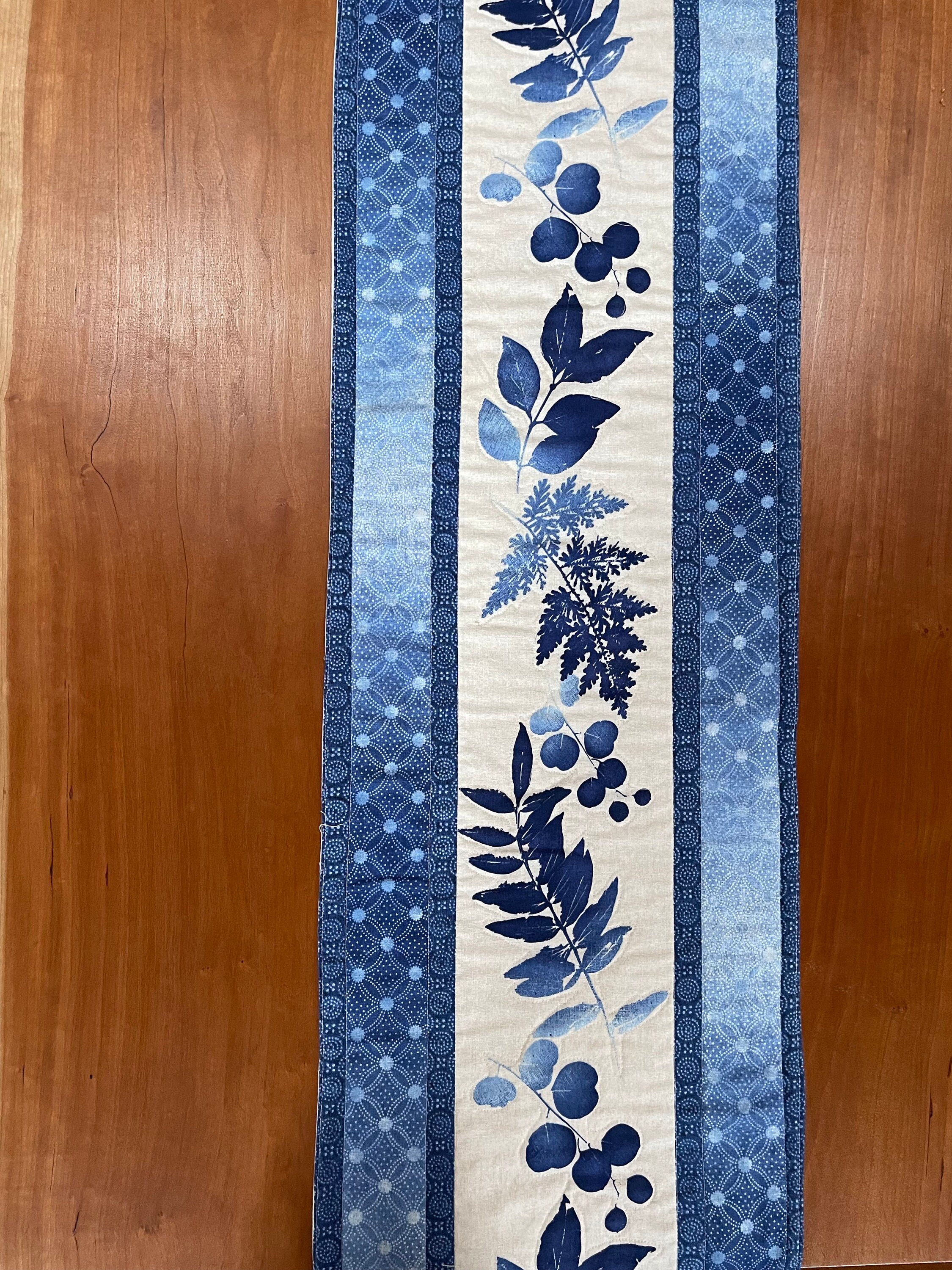 Indigo Blue Table Runner / Indigo Leaves Table Runner / - Etsy
