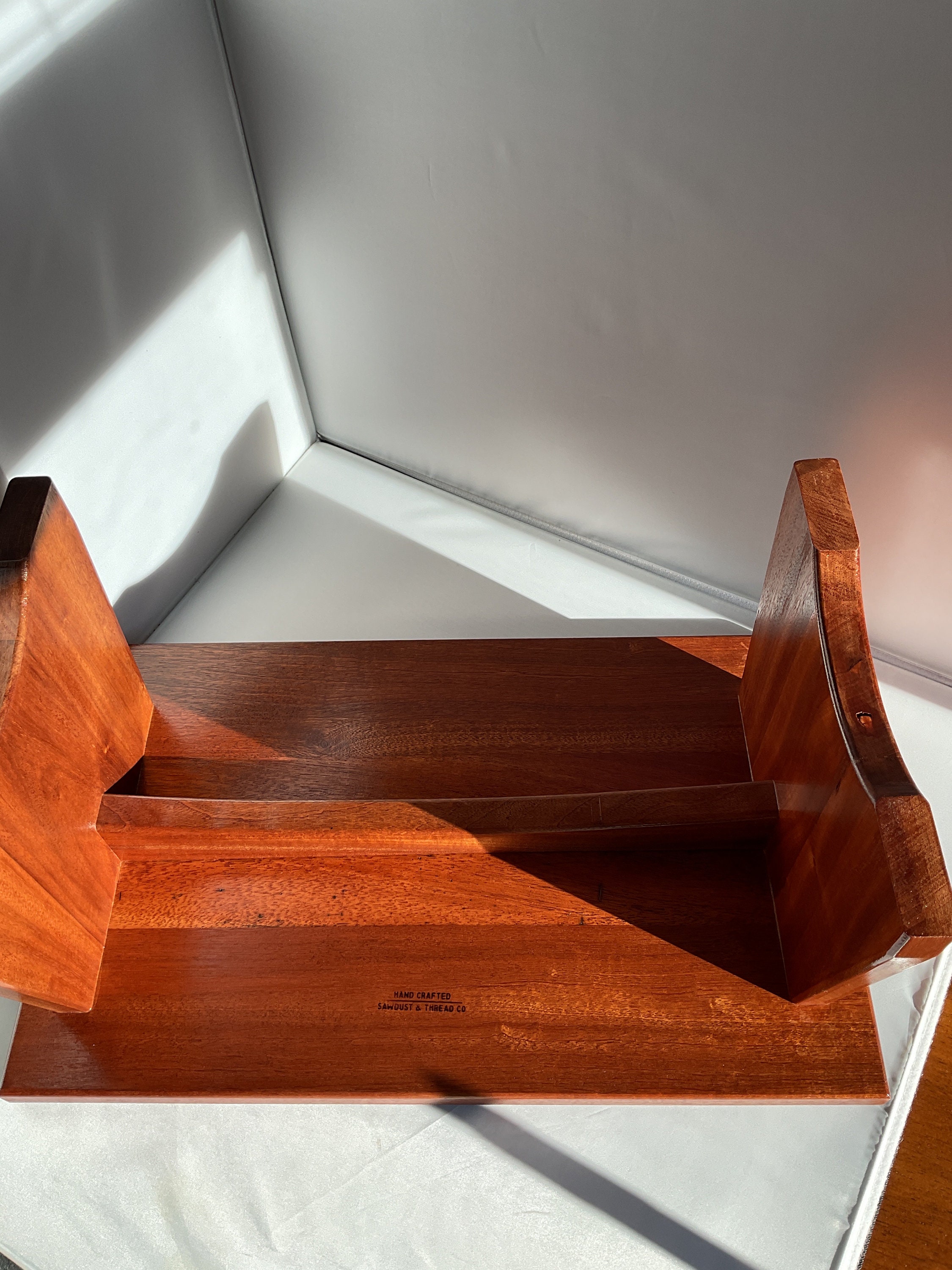 Extra Wide Bed Side Step Stool mahogany Hardwood Foot Bench Handcrafted ...