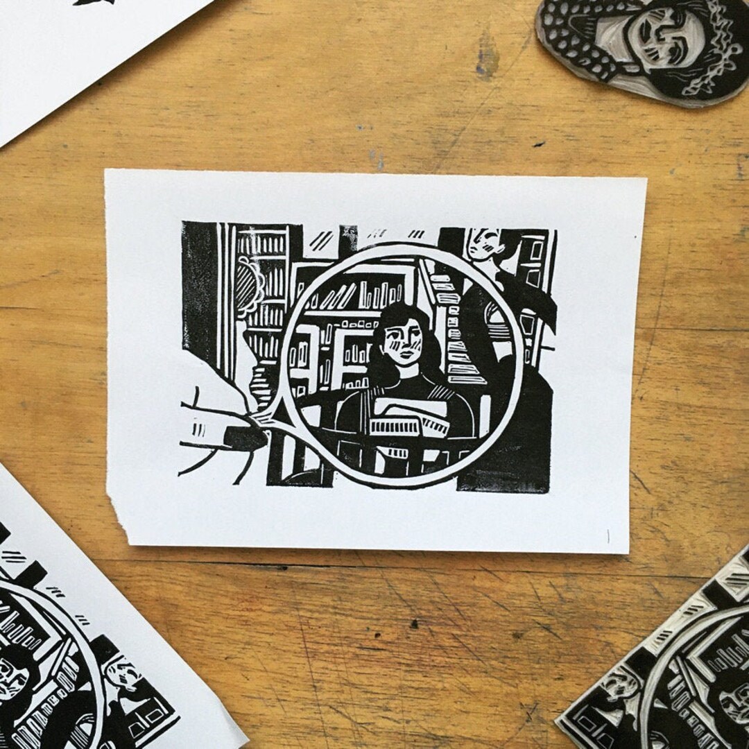 Funny Face - Original Handmade Linocut Print - Etsy