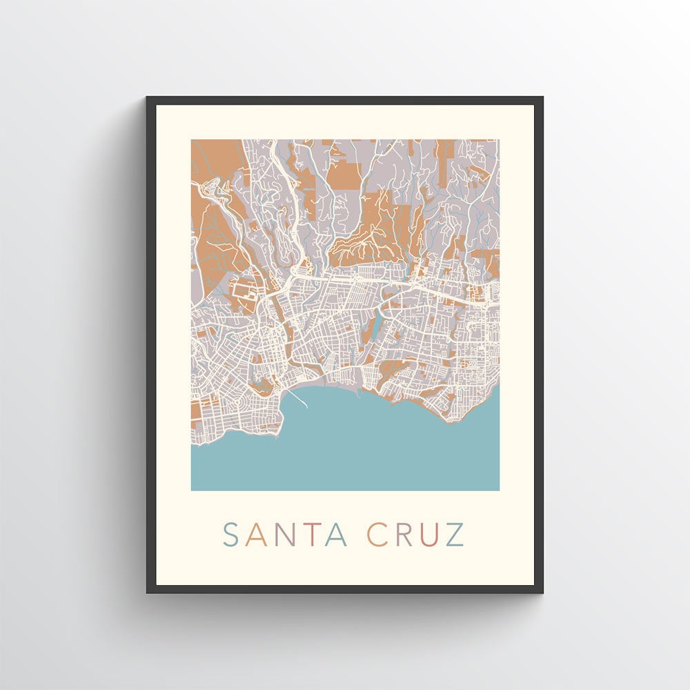 Santa Cruz Map Print Santa Cruz Map Poster Santa Cruz Map | Etsy