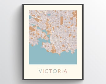 Victoria Map Poster, Victoria Wall Art, Victoria City Map, Map of ...