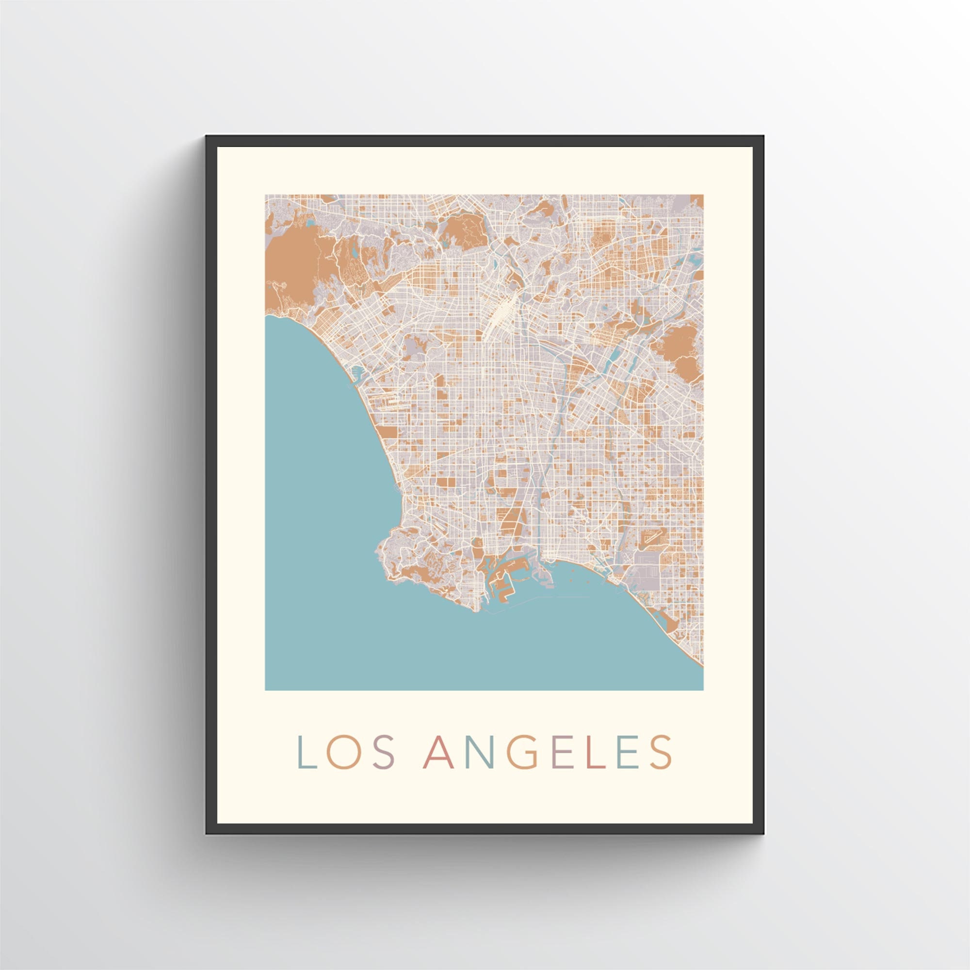 Los Angeles Map Los Angeles Poster Los Angeles Print Map of | Etsy