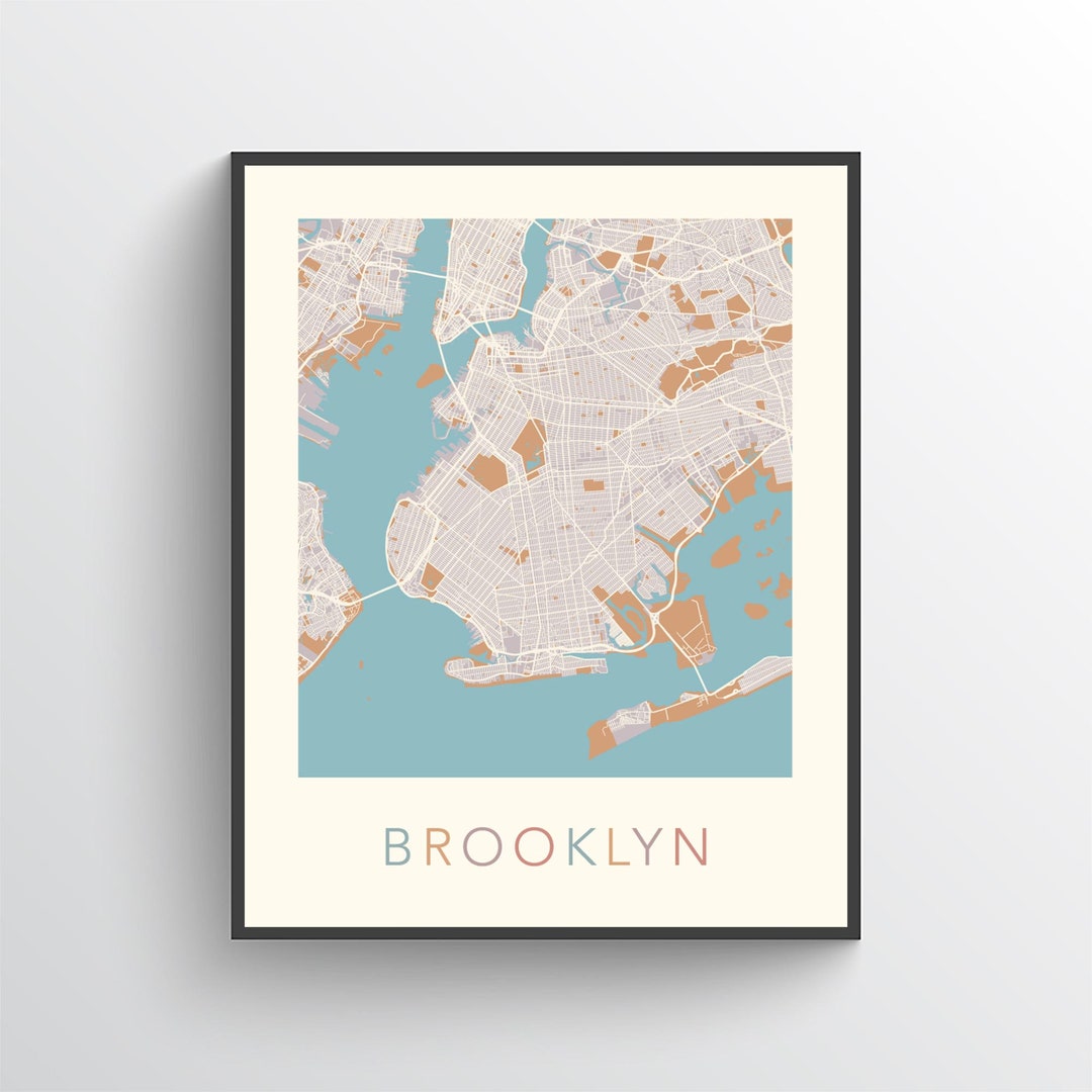 Brooklyn Map Print, Brooklyn NY, Brooklyn City Map, Brooklyn New York ...