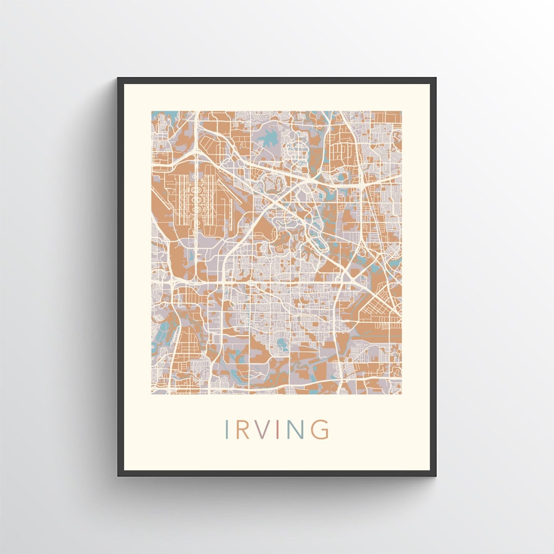 Irving Map Print, Irving TX, Irving Poster, Irving Print, Irving Gift ...