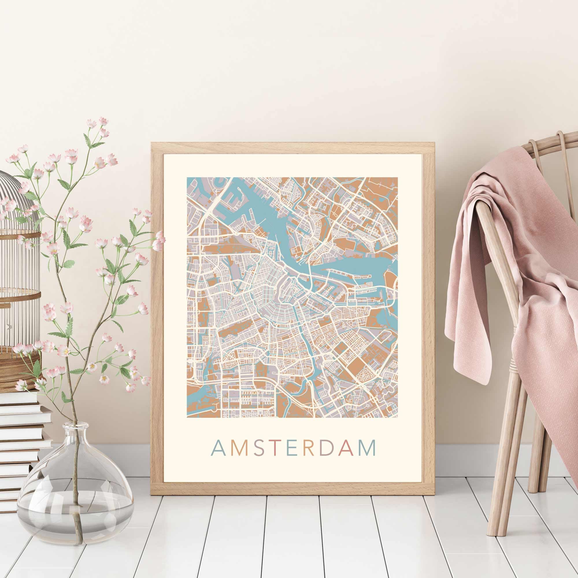 Amsterdam Map Amsterdam Street Map Amsterdam City Map | Etsy
